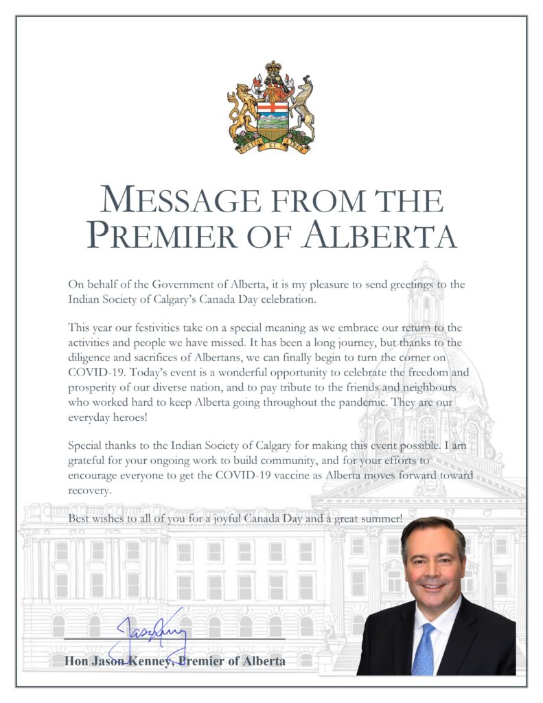 Recognition From Government – Indian Society of Calgary